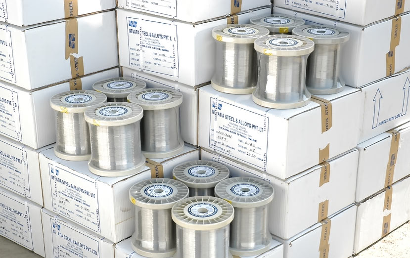 Shrink Wrapped Plastic Spools - Nevatia Steel - SS Wire Manufacturer